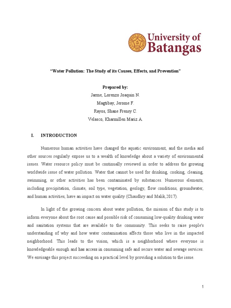 Water Pollution CONCEPT PAPER | PDF