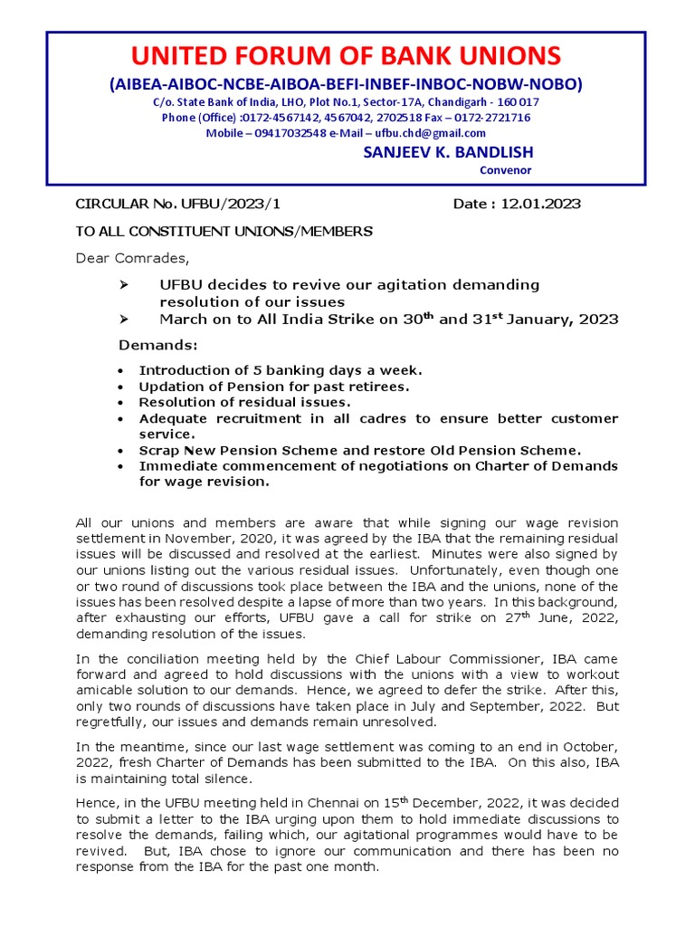 UFBU Circular | PDF