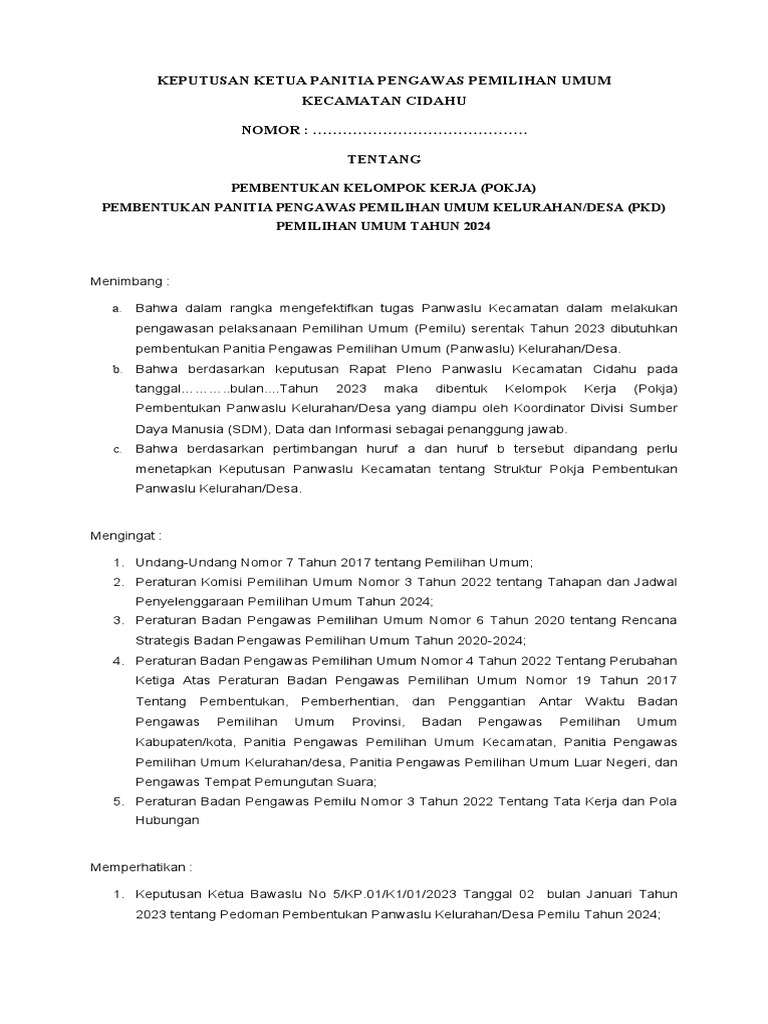 SK Pokja Perekrutan PKD | PDF