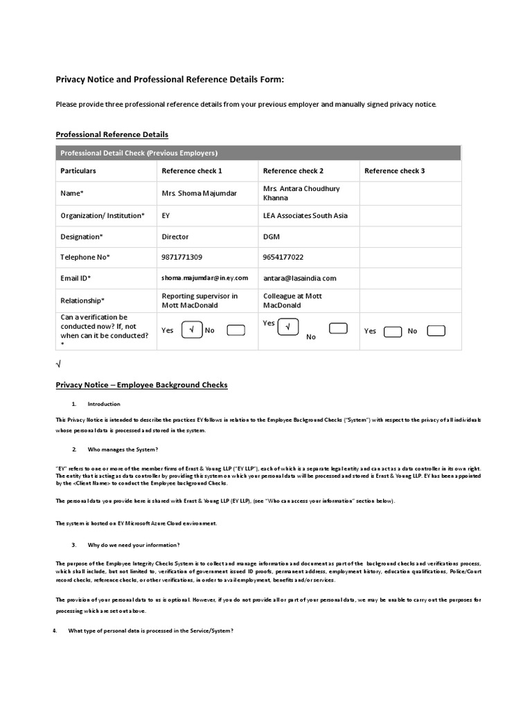 EY Employment Verification Privacy Notice | PDF | Identity Document ...