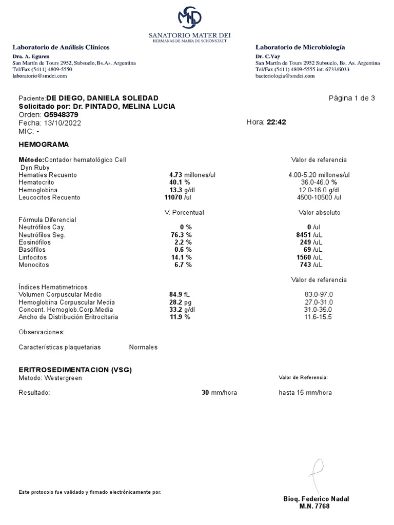 Orden Laboratorio 49951847203 | PDF | Sangre | Especialidades Medicas
