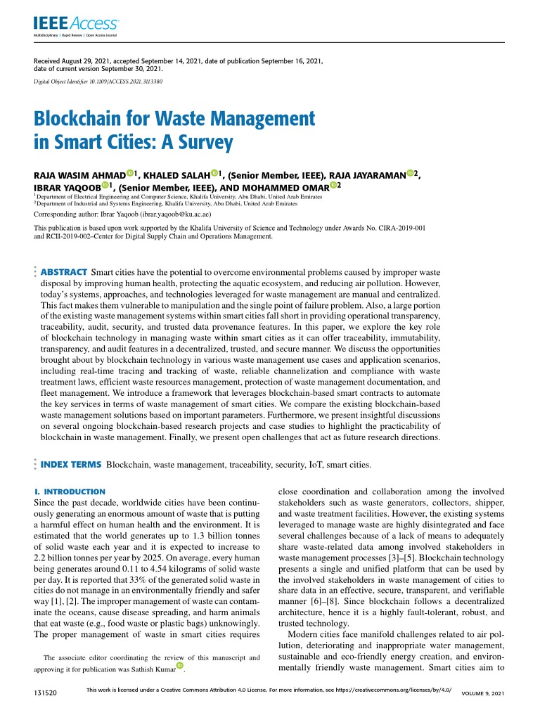 Blockchain For Waste Management in Smart Cities A Survey | Download ...