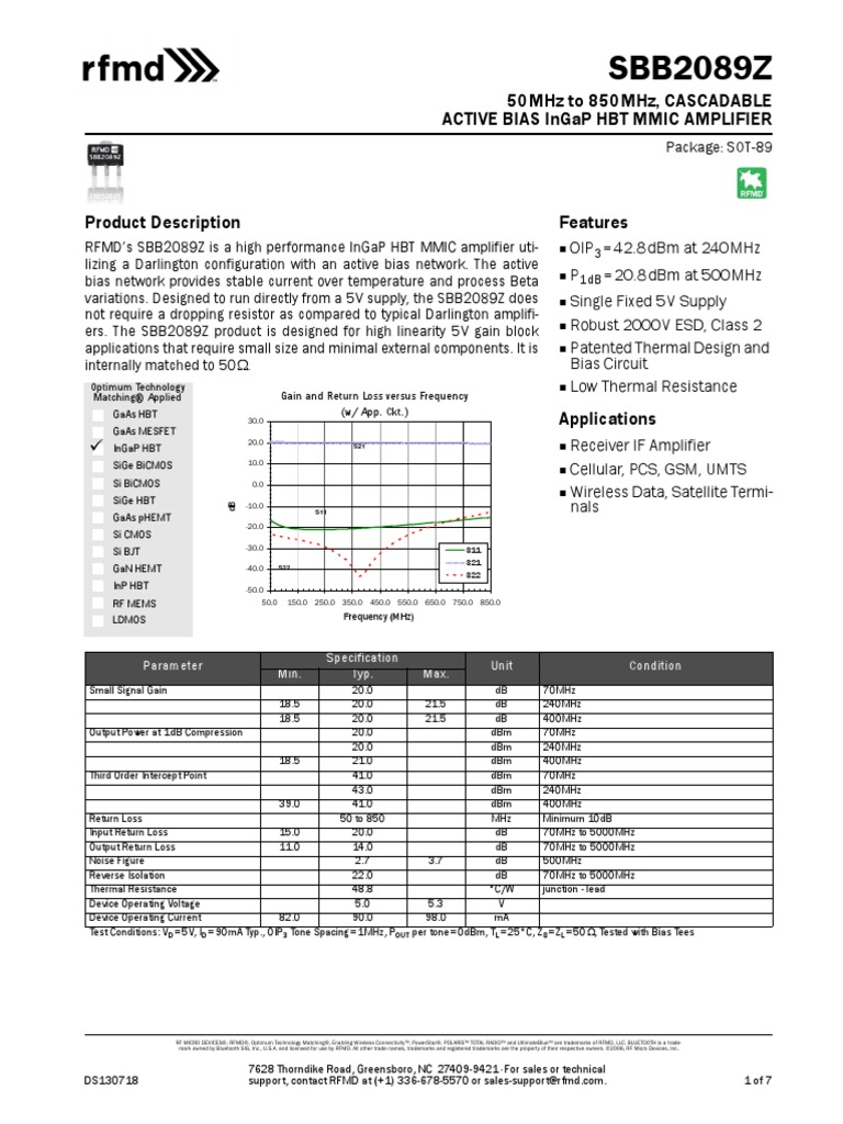 SBB2089Z Gally | PDF | Amplifier | Electronic Circuits