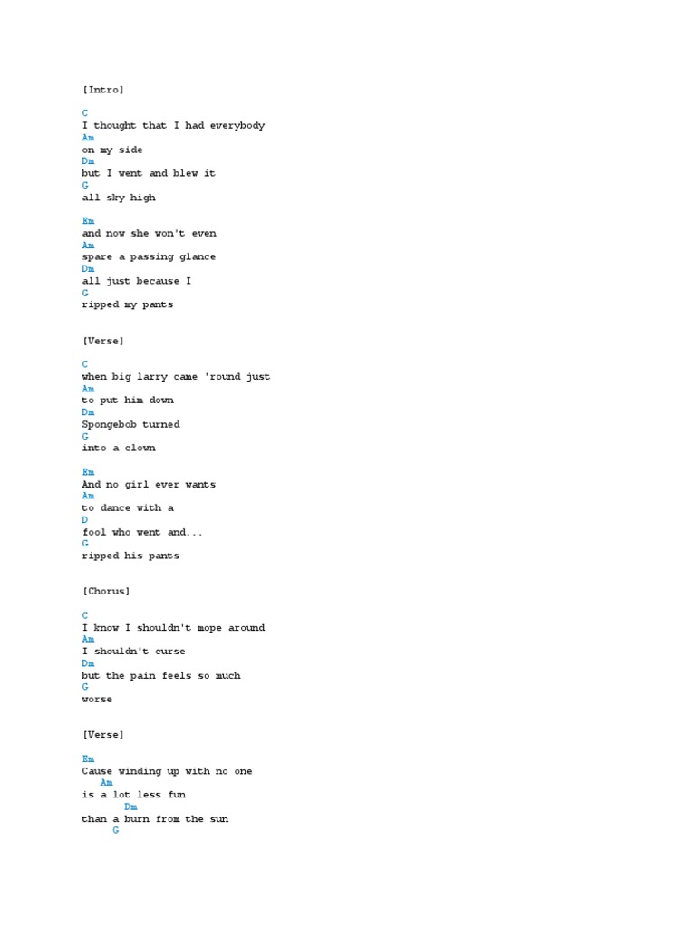 Spongebob Squarepants - The Fool Who Ripped His Pants | PDF | Poetry