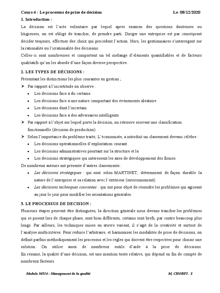 Cours 4, Management | PDF