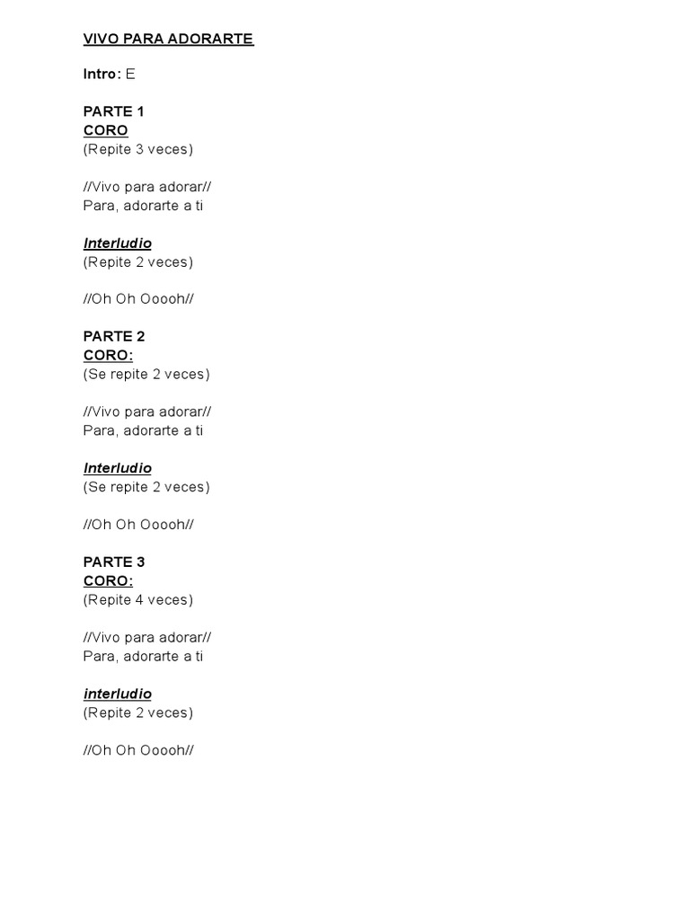 Vivo para Adorarte Lyrics | PDF