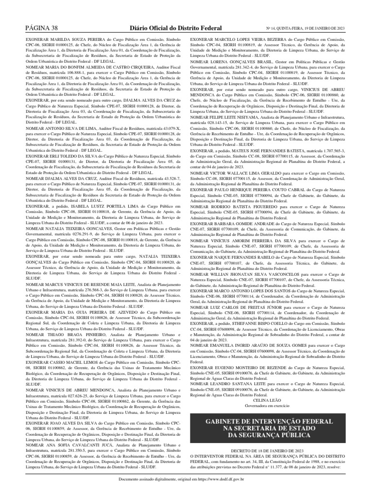 Dodf 014 19 01 2023 Integra 38 39 Pdf Polícia Desperdício 1216