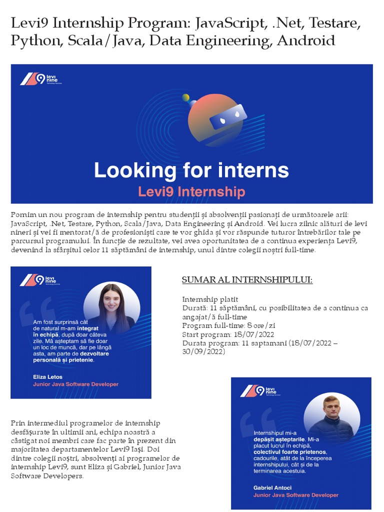 2022 Levi9 Summer Internship Program | PDF