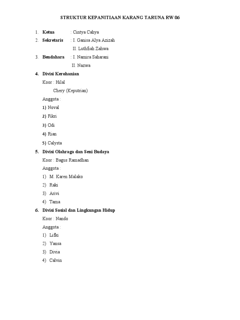 Struktur Karang Taruna | PDF