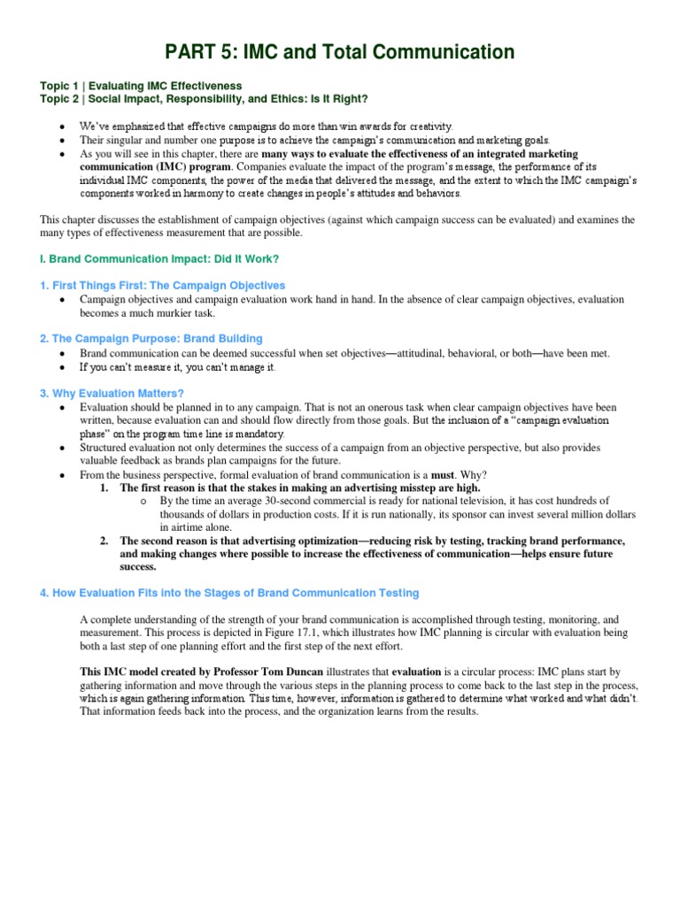Evaluating IMC Effectivenesss | PDF | Brand | Advertising