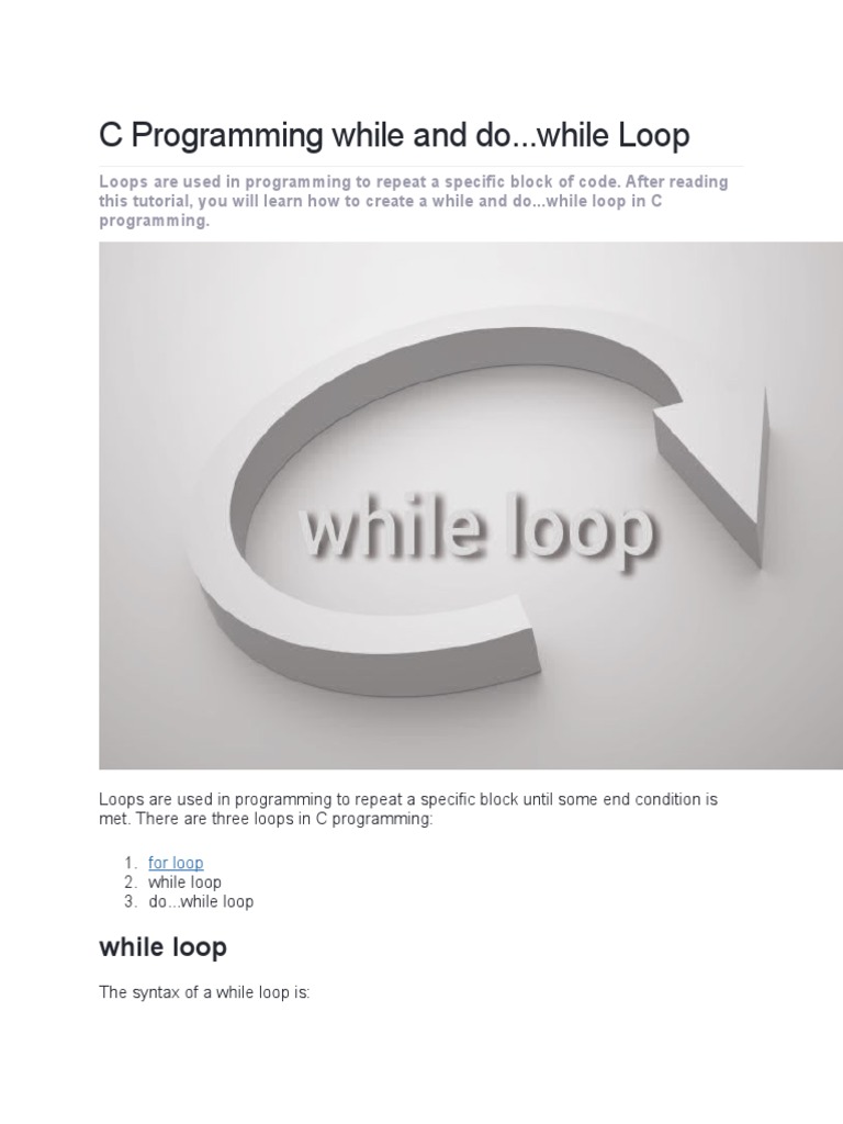 C Programming While and Do | PDF | Software Development | Computing