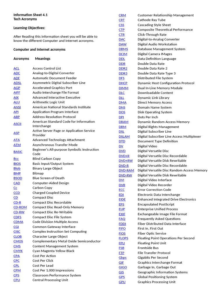 Key Computer and Internet Acronyms | PDF | Computer Network | Internet