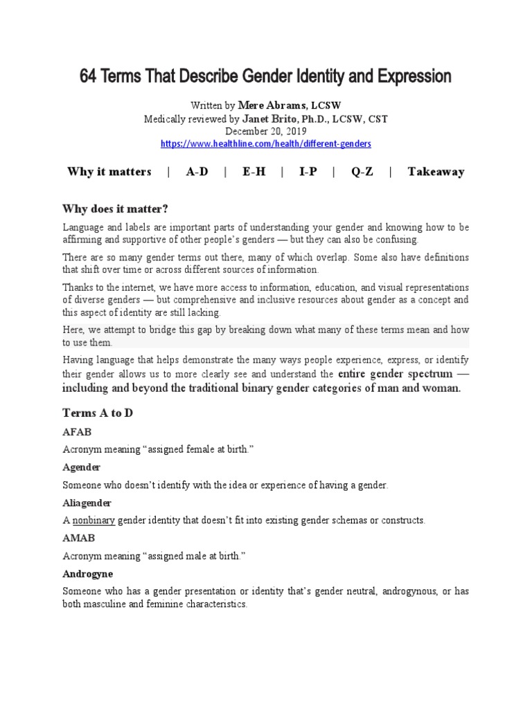 SOGIE Terms | PDF | Gender | Gender Studies