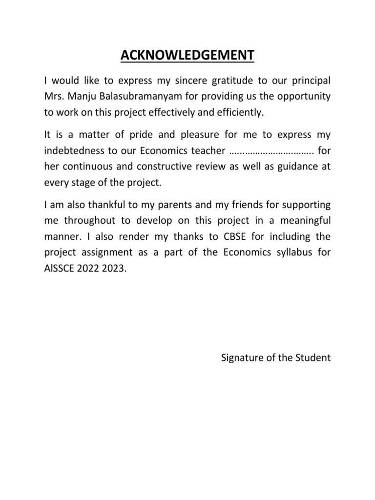 Acknowledgement For Project | PDF