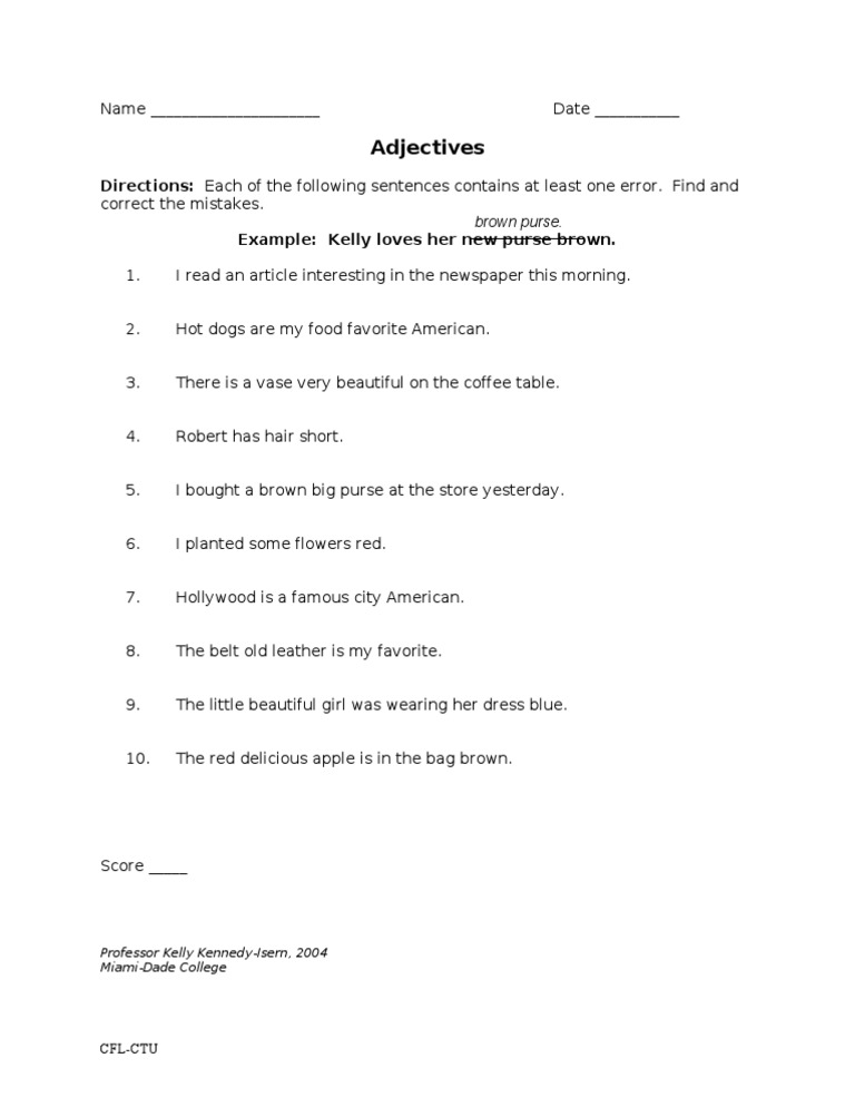 FC AdjectivesKKI1 | PDF