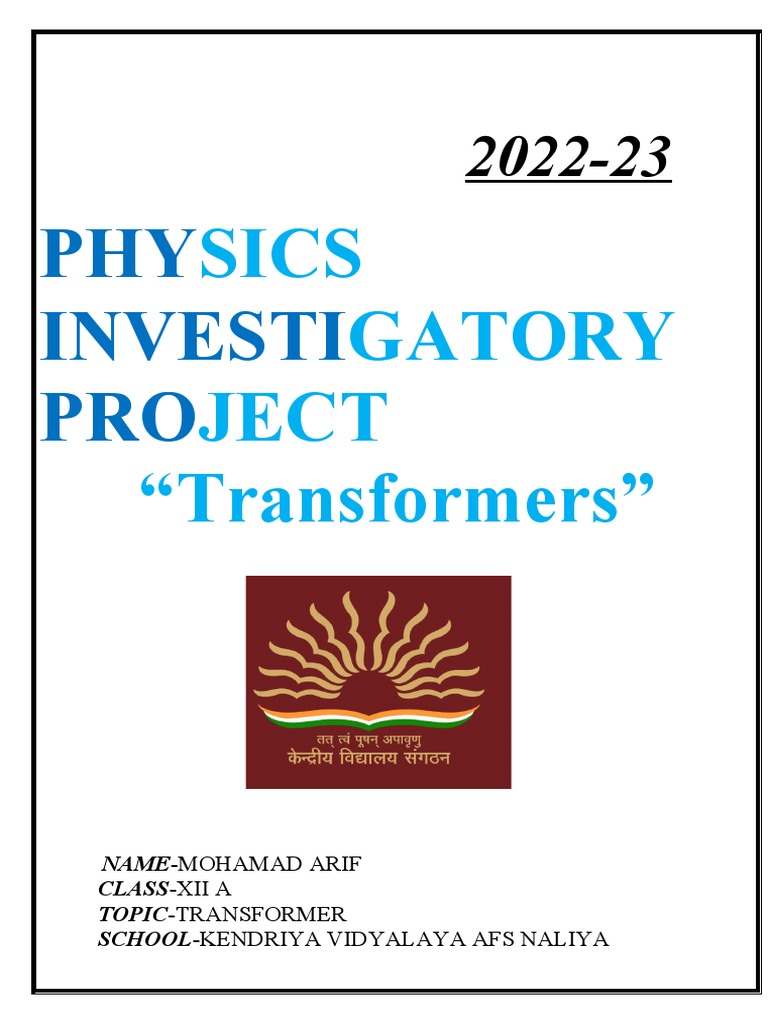 Xii Physics-Investigatory Project Transformer | PDF | Transformer ... Xii Physics-Investigatory Project Transformer | PDF | Transformer ...
