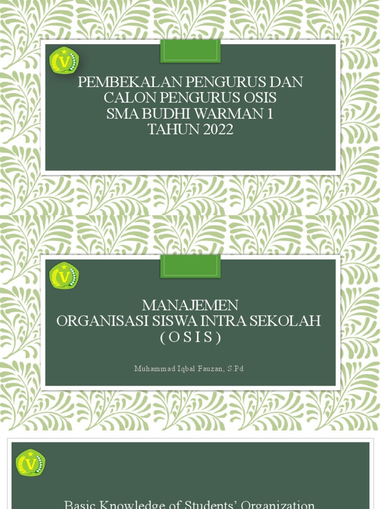 Pembekalan Pengurus Dan Calon Pengurus Osis | PDF