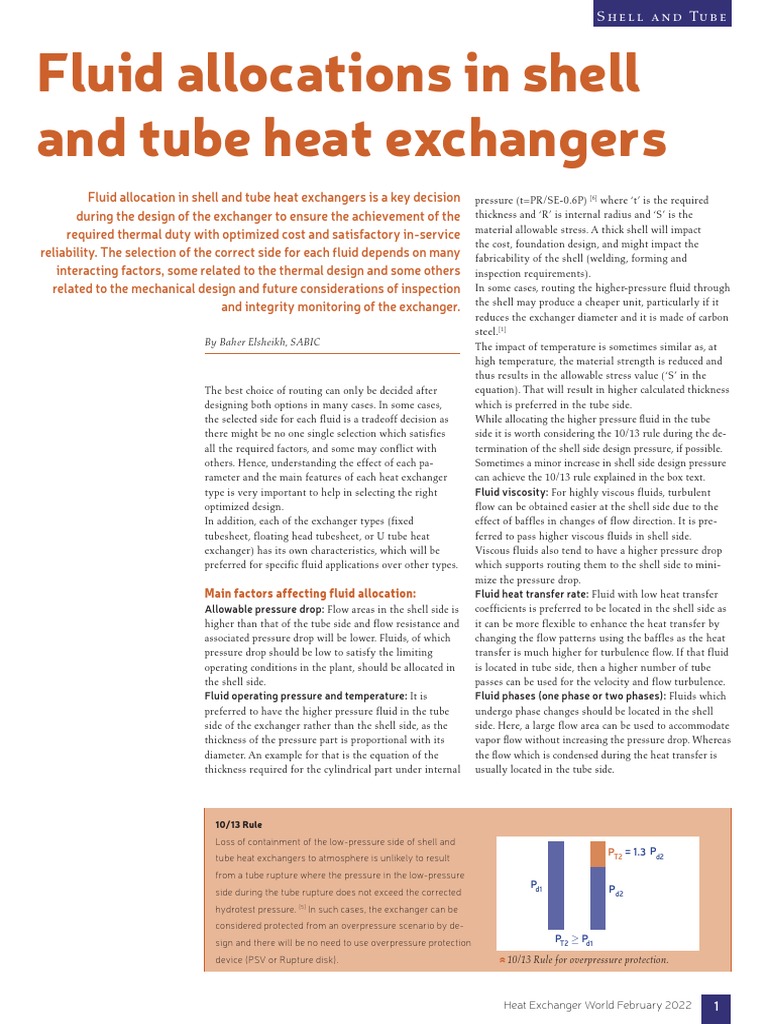 Fluid Allocations in Shell and Tube Heat Exchangers - S | PDF | Heat ...