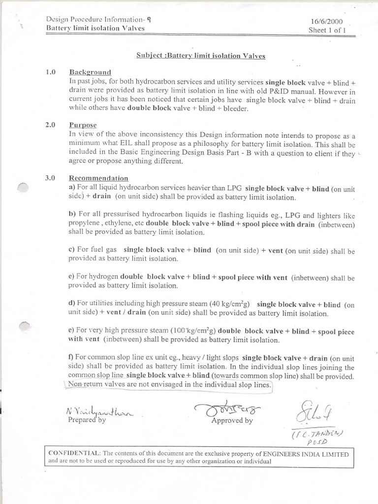 Battery Limit Isolation | PDF
