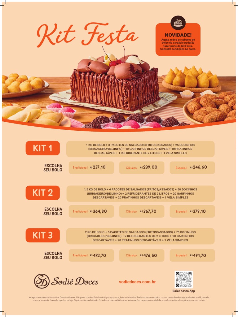 Novas opções de sabores de bolo nos Kits Festa | PDF | Ingredientes de ...