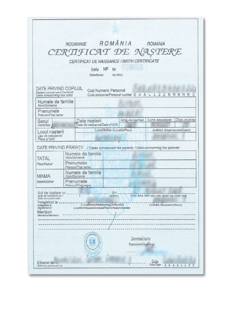 Certificat de Nastere | PDF
