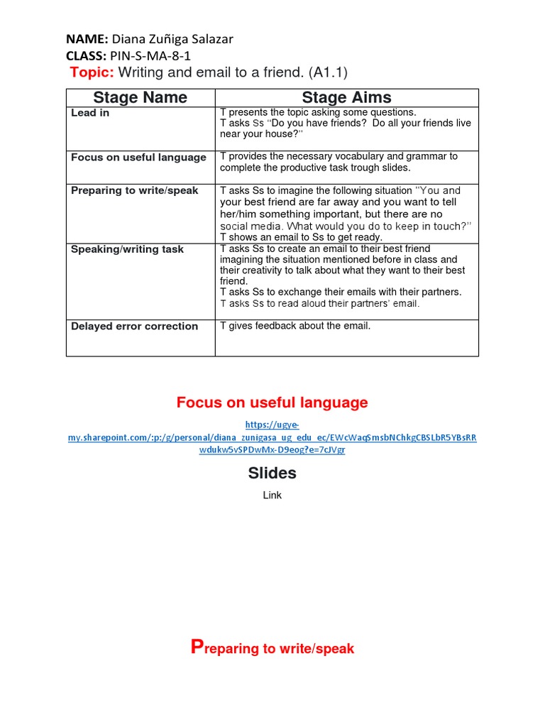 Part 1-Writing-Productive Skills Lesson Plan | PDF | Behavior ...