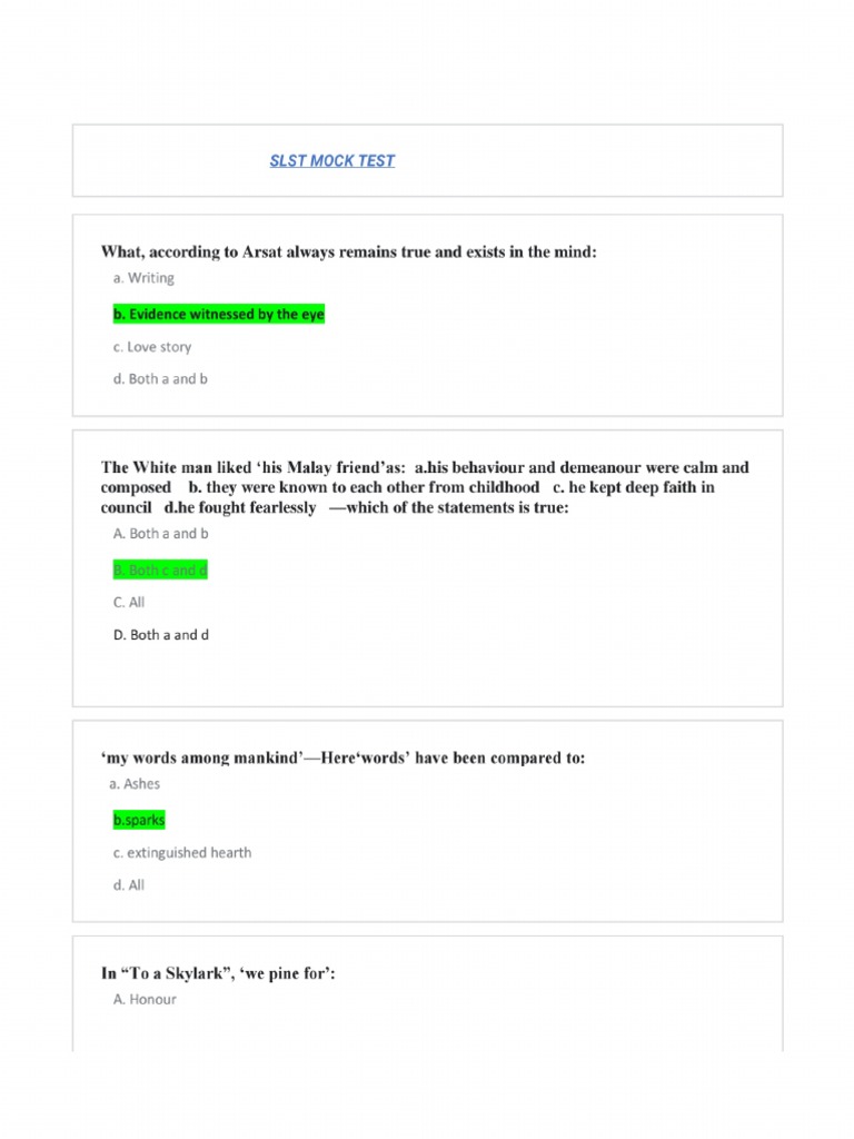 SLST Mock Test 01 | PDF
