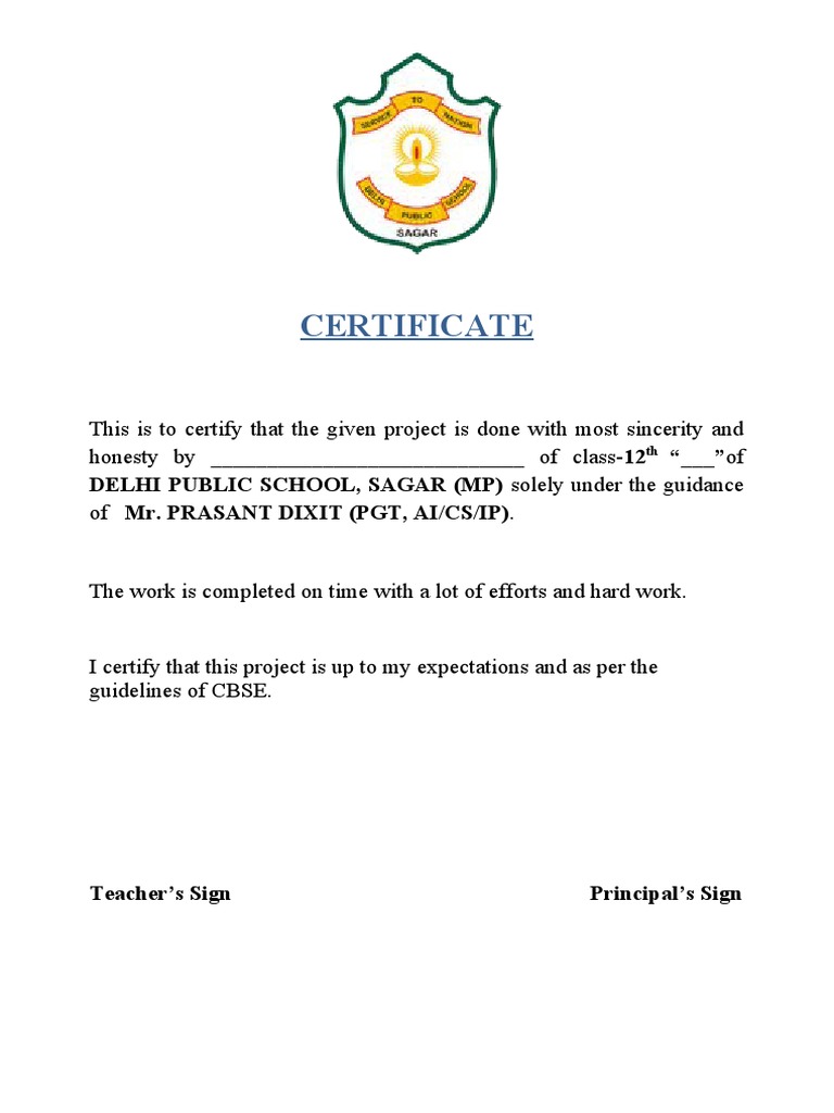 Class 12 Project Completion Certificate | PDF | Career & Growth