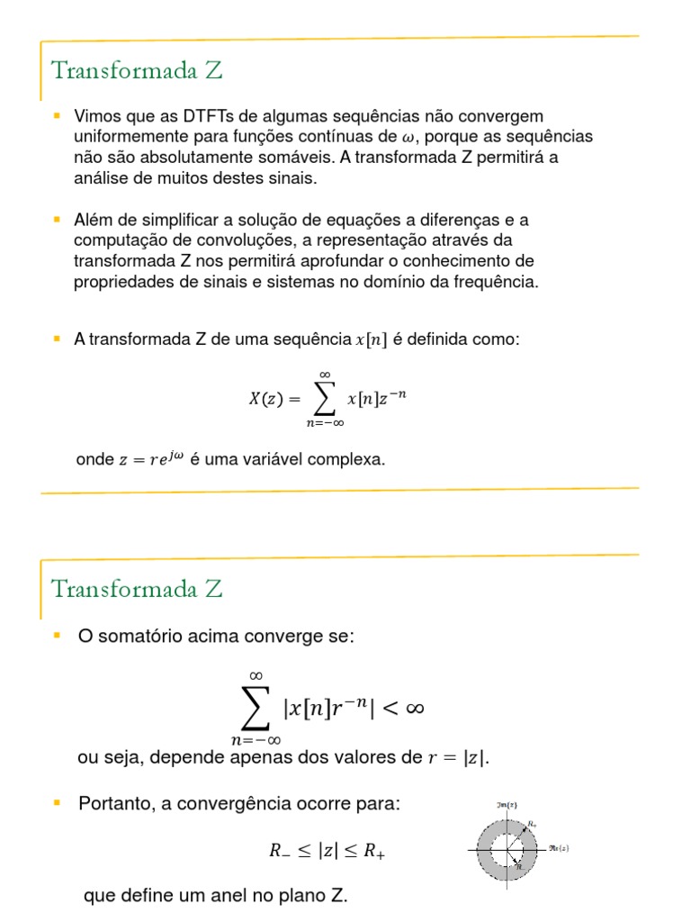 Análise da Transformada Z e suas Propriedades | PDF | Sequência ...
