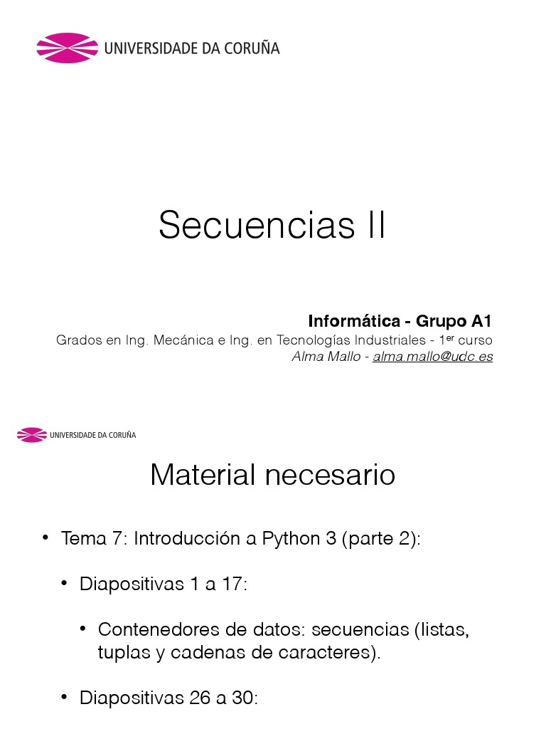 Semana 09 - A1 - Secuencias II | PDF | Python (lenguaje de programación ...