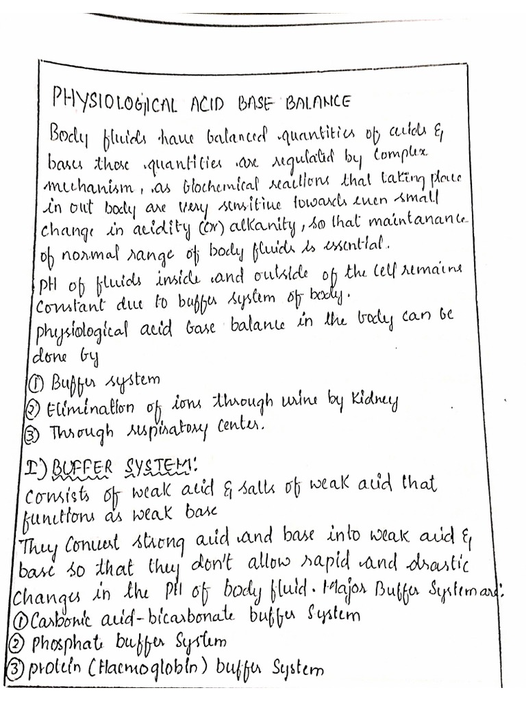 Physiological Acid Base Balance | PDF