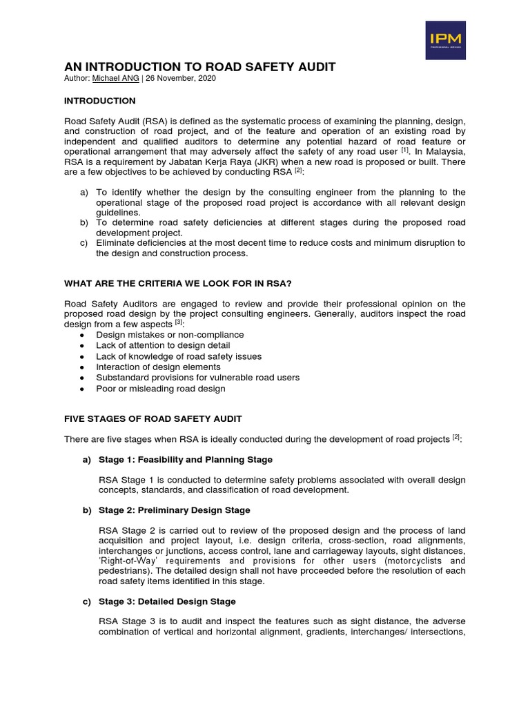 An Introduction To Road Safety Audit | PDF | Audit | Road