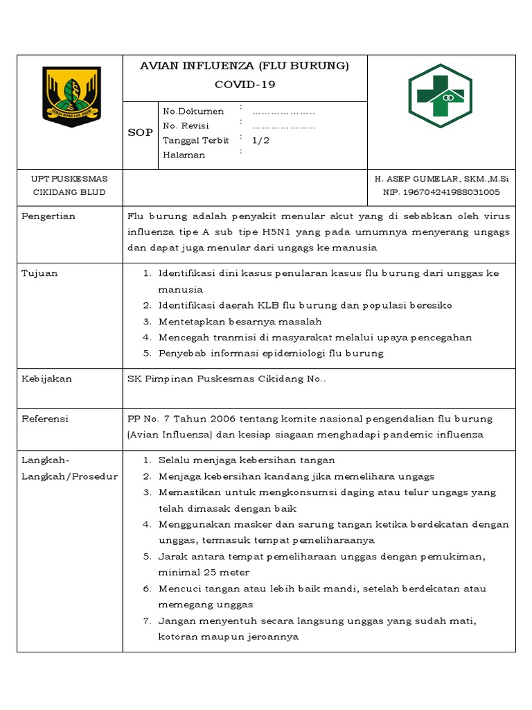 SOP Flu Burung 2022 | PDF