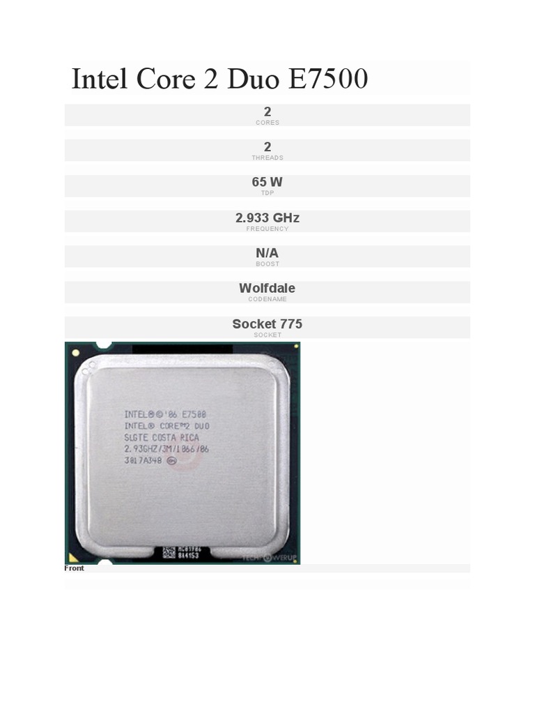 Intel Core 2 Duo E7500 | PDF | Central Processing Unit | Intel