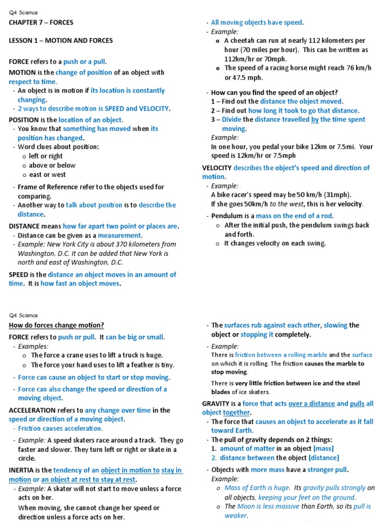 Understanding Forces and Motion for 4th Grade | PDF | Force | Sound
