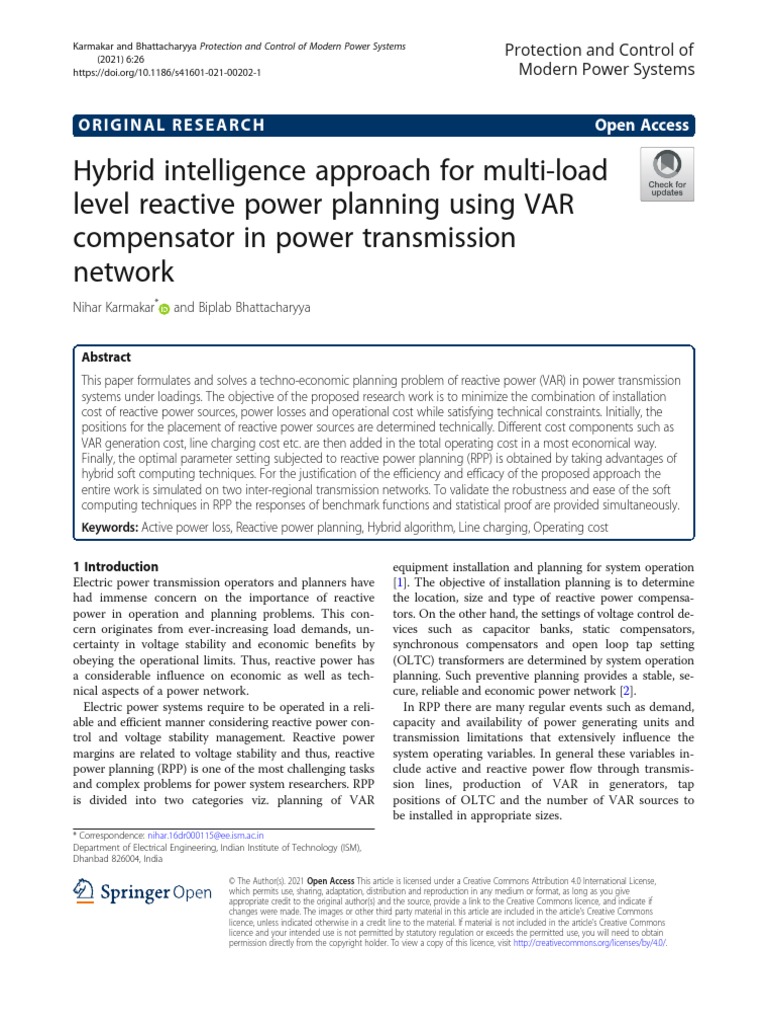 Hybrid Intelligence Approach For Multi-Load Level Reactive Power ...