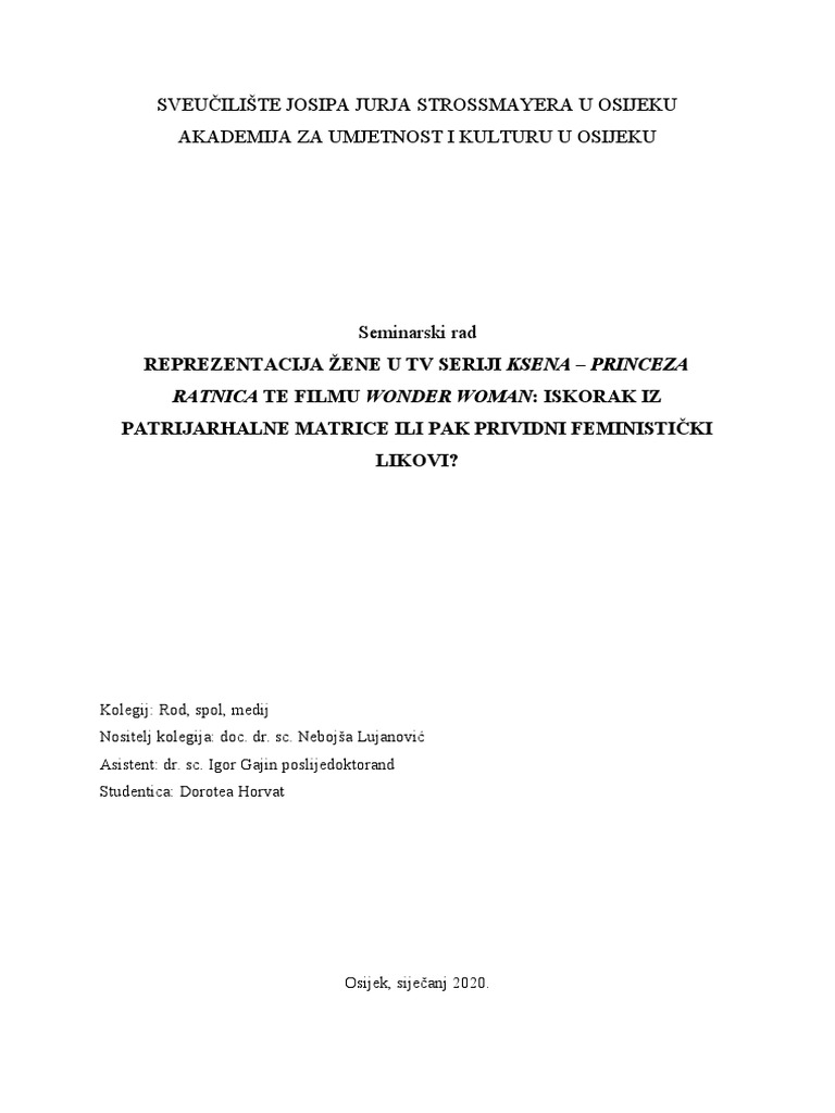 Horvat - Rod, Spol, Medij | PDF