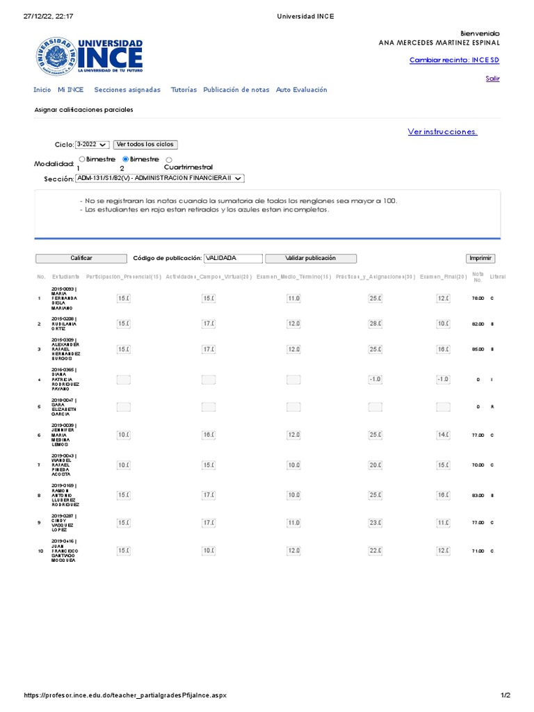 Universidad Ince Calificaciones | PDF