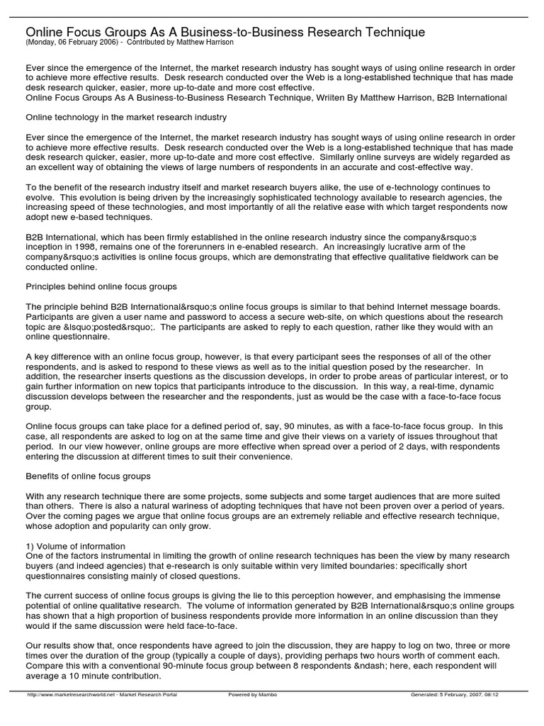File b2b | PDF | Focus Group | Marketing Research