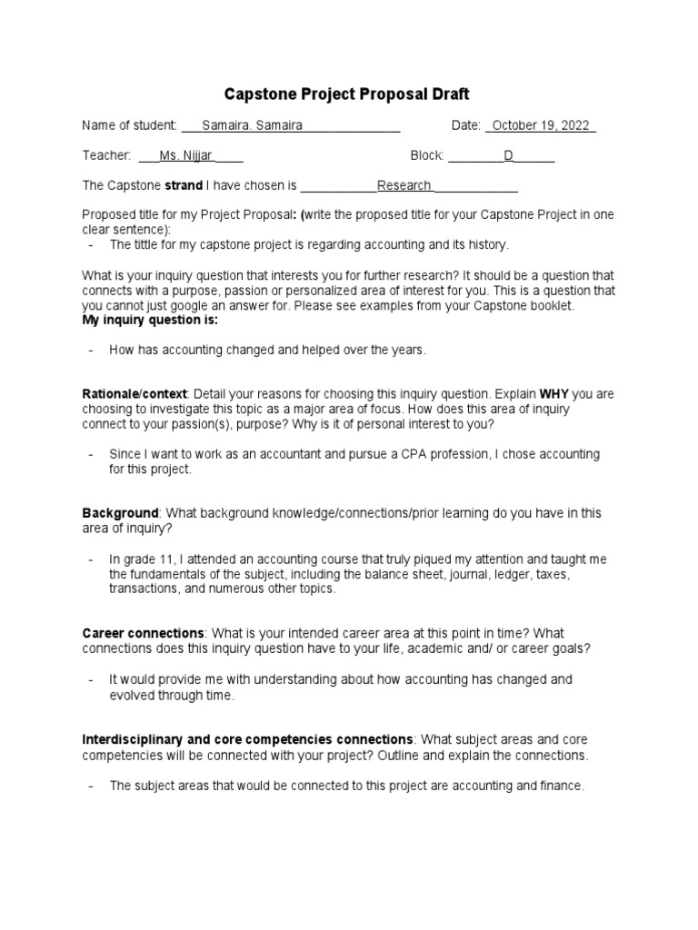 Draft Capstone Proposal | PDF | Debits And Credits | Business