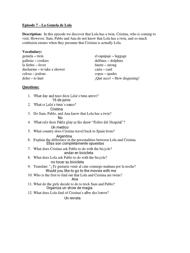 Extra - Episode - 7 Answers | PDF