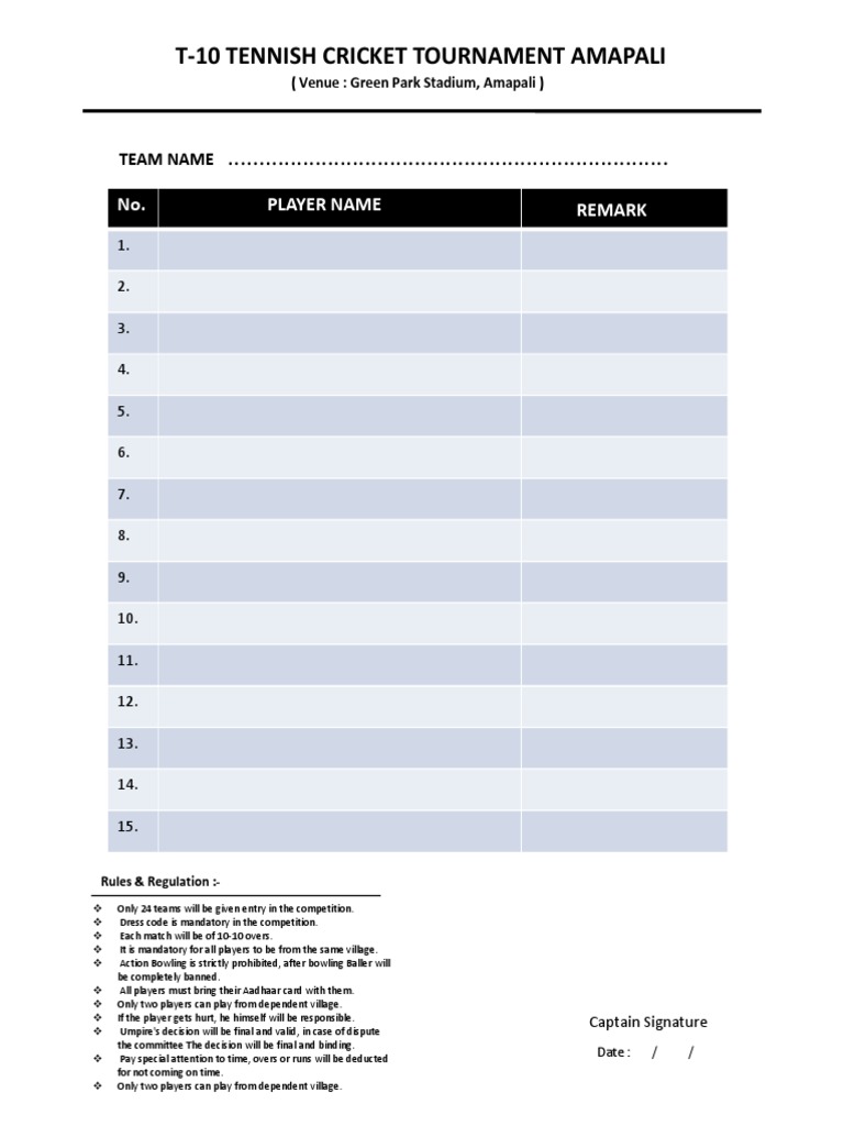 Player Name Formate | PDF