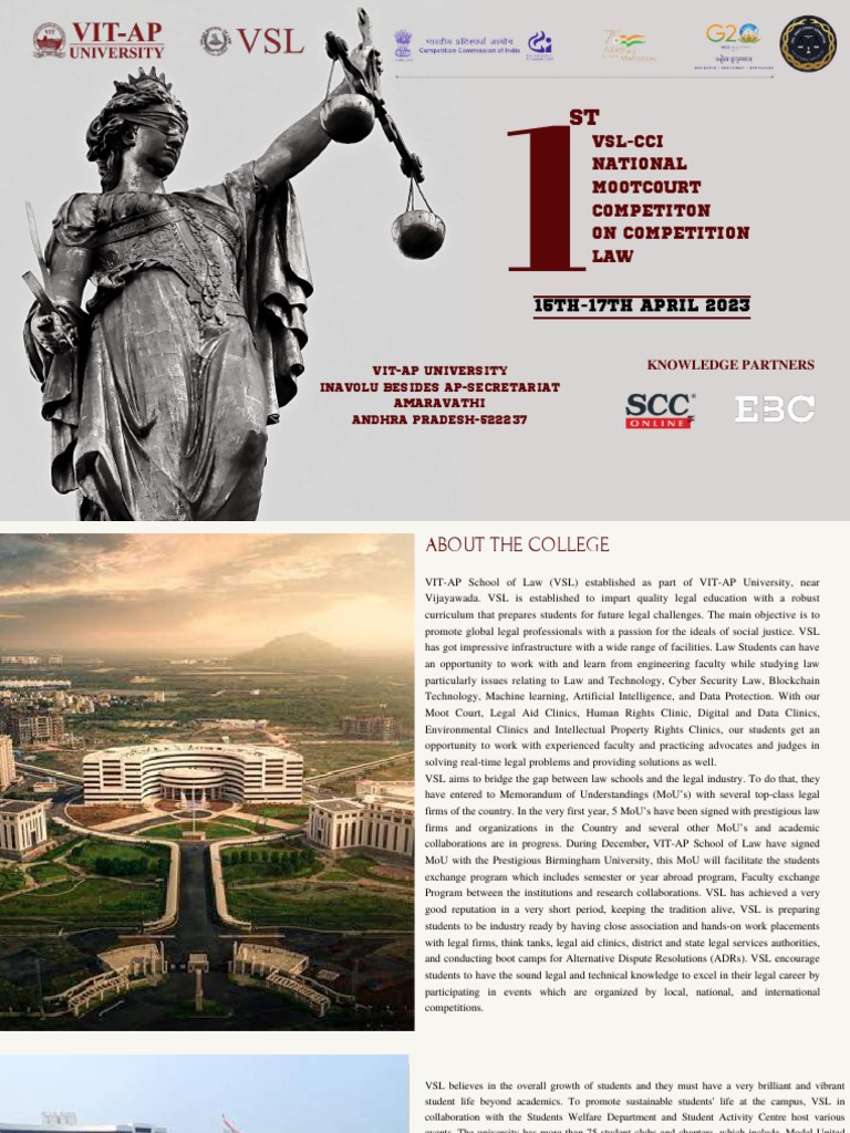 VSL CCI National Moot Court Competition 2023 Brochure | PDF
