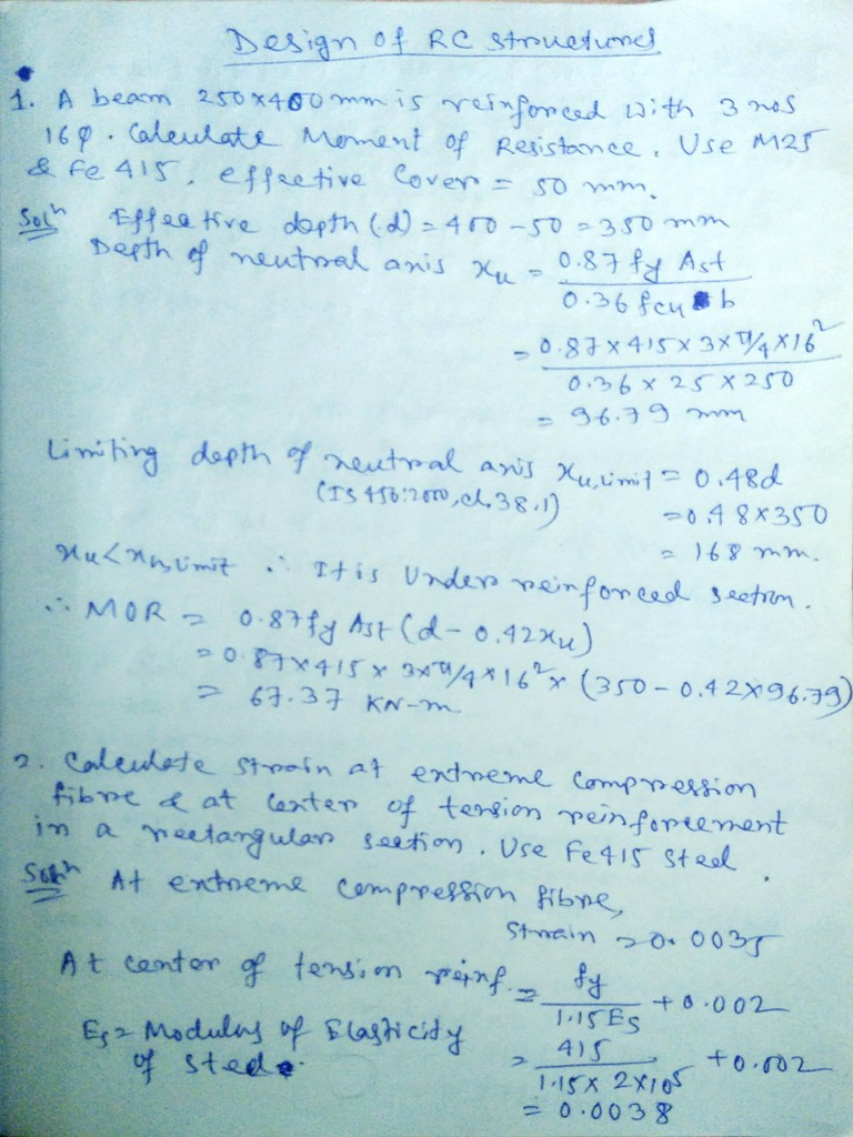 RC Design Problems and Solutions | PDF