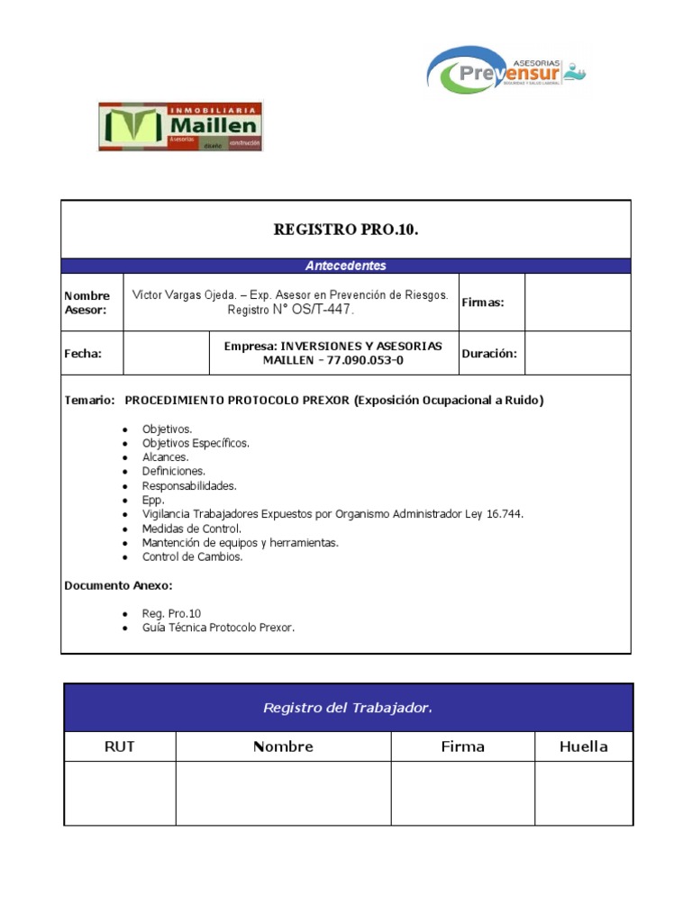 Protocolo Prexor: Prevención Ruido Laboral | PDF | Negocios