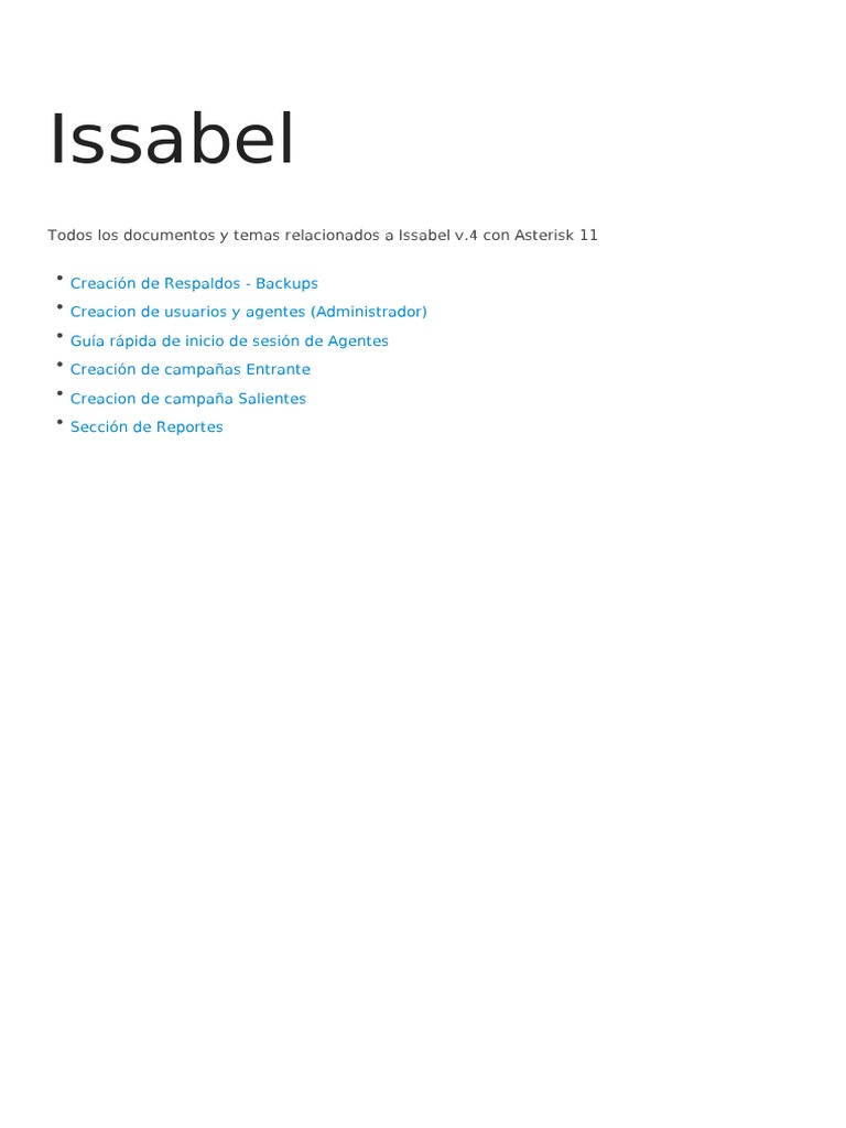 Call Center Issabel 4.0 Con Asterisk 11 | PDF | Apoyo | Red mundial