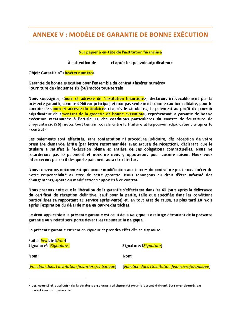 Modèle de garantie de bonne exécution | PDF | Cautionnement | Justice