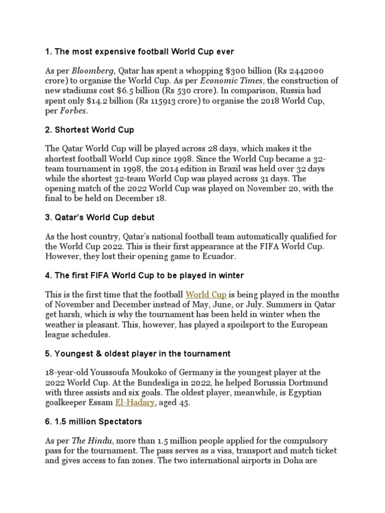 A Comprehensive Overview of the Historic 2022 FIFA World Cup in Qatar ...