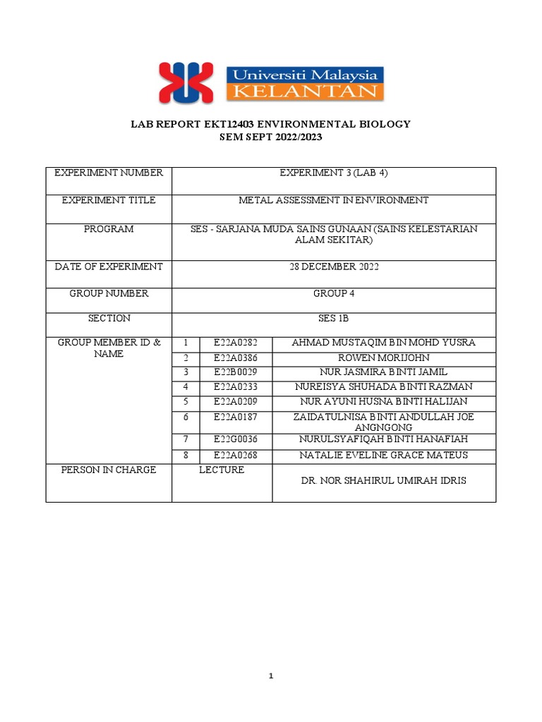 Lab Report Biology Pdf Pollution Food Web