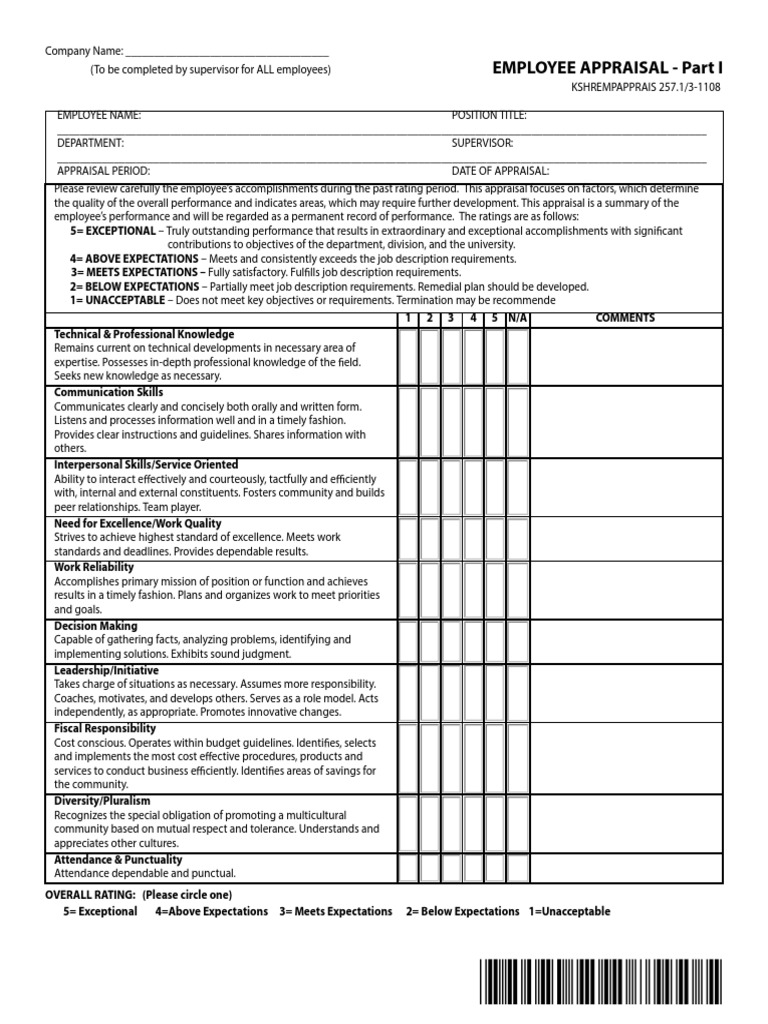 Performance Appraisal Form | PDF | Performance Appraisal | Employment